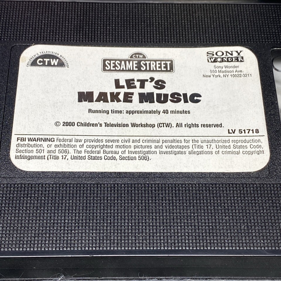 Sesame Street Let's Make Music VHS 2000 Video Tape Jim Henson Muppets ...