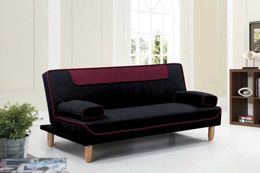 3 Seater Sofabed 2 Color Piping Design Solid Wood Base Sofa Bed Living ...