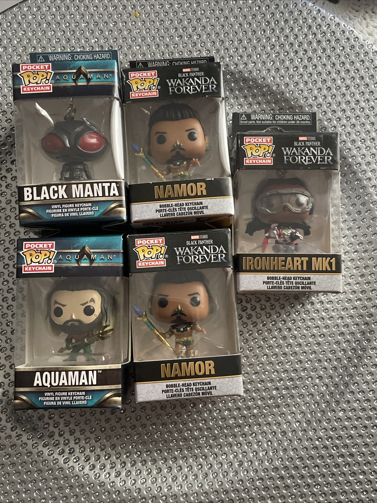 Funko POP Keychains DC/Marvel Comics Aquaman / Wakanda Forever Lot Of 5 ...