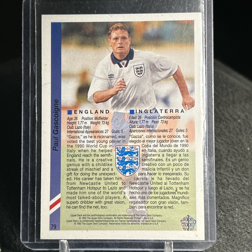 PAUL GASCOIGNE 56 ENGLAND Upper Deck 1993 World Cup USA 1994 Football Card | eBay
