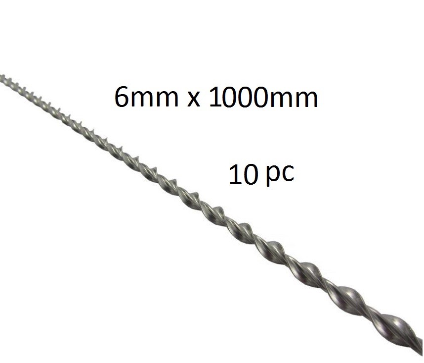 10 PC Helical Bar Crack Stitching 6 mm x 1 metre Stainless Steel ...