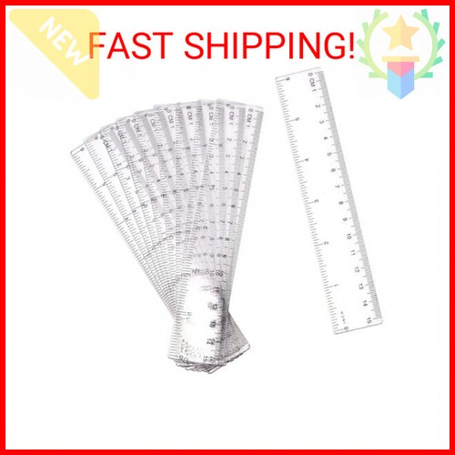 AIEX 10 PACK Clear Plastic Ruler 15cm 6 Inch Straight Ruler Transparent ...
