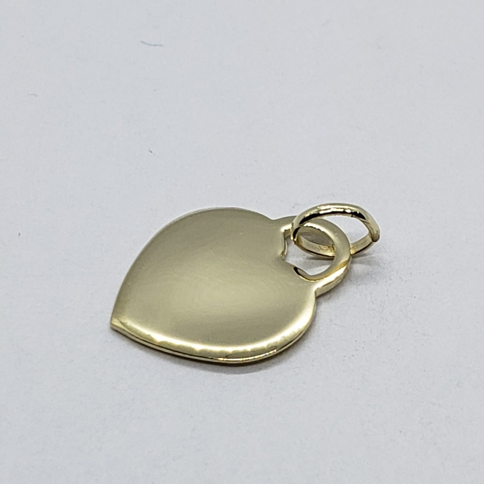 14K Gold Plain Simple Heart Pendant Disc Pendant Charm 13.5mmX16mm / 1 ...