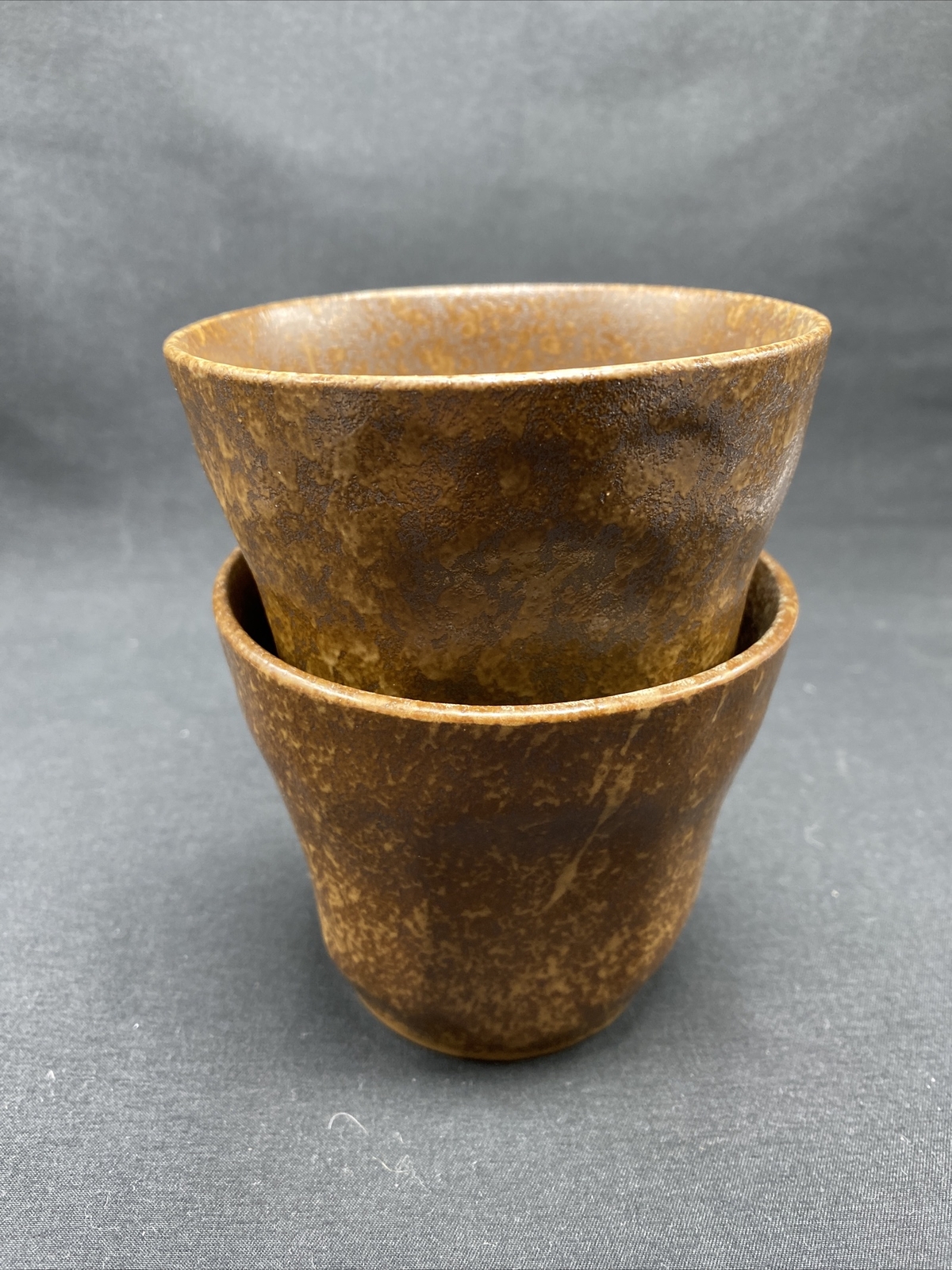 Set of 2 Kafuh Japanese Ceramic Sake Tea Cups Handleless Brown 3-1/4 ...