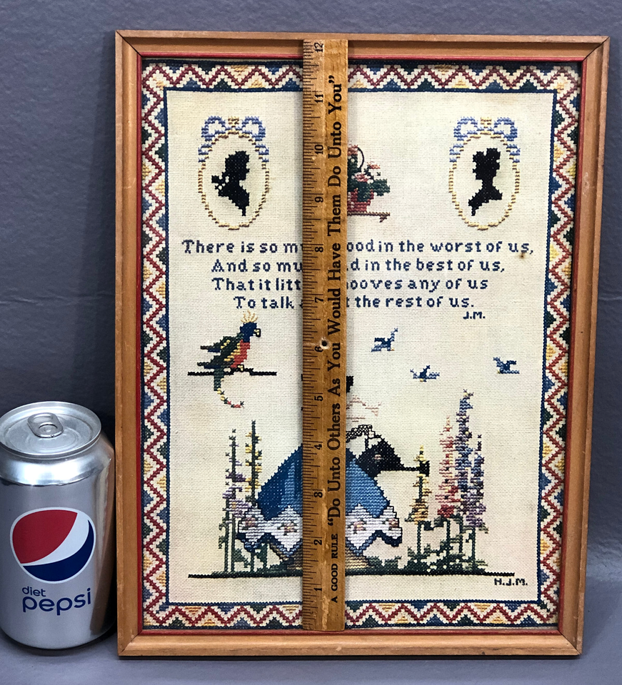 Lovely Vintage Poem - Framed REPRODUCTION Print of Needlework ...