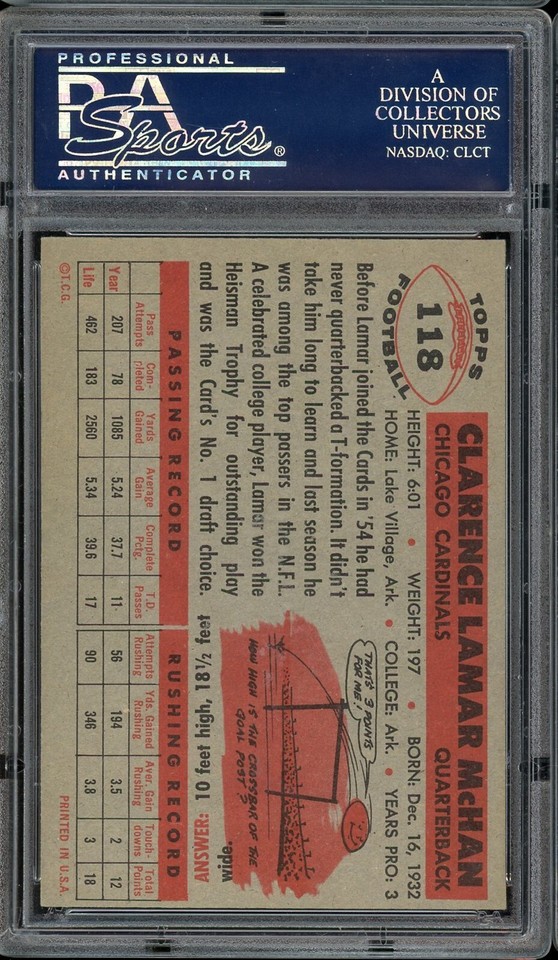 1956 Topps Football #118 Lamar Mchan PSA 8 | eBay