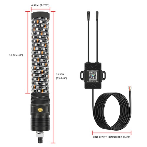 2PC 1FT Spiral LED Fat Whip Light RGB Chasing LED Antenna For Can-am ...