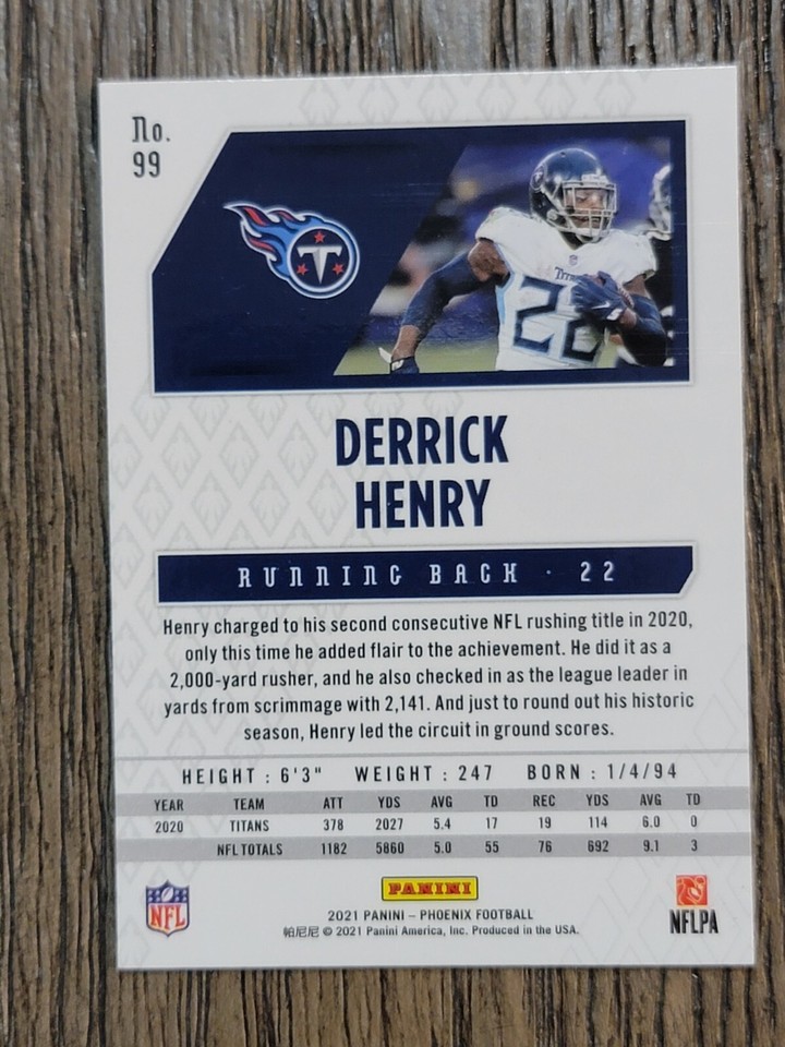 2021 Panini Phoenix Football Derrick Henry #99 Fire Burst Tennessee ...