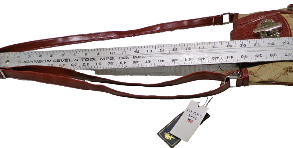 US Polo Assn Crossbody Bag Womens Small Tan Canvas Logo Red Trim Purse ...