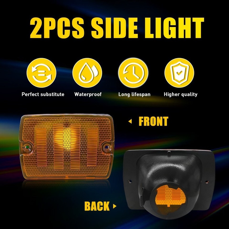 AUXITO Front Bumper Side Marker Light Lamps Cover For 87-95 Jeep ...