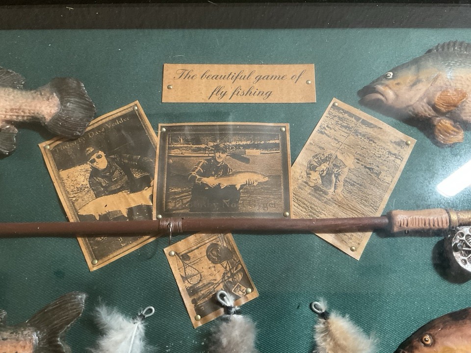 VINTAGE 'THE BEAUTIFUL GAME OF FLY FISHING' SHADOW BOX WOOD & GLASS | eBay