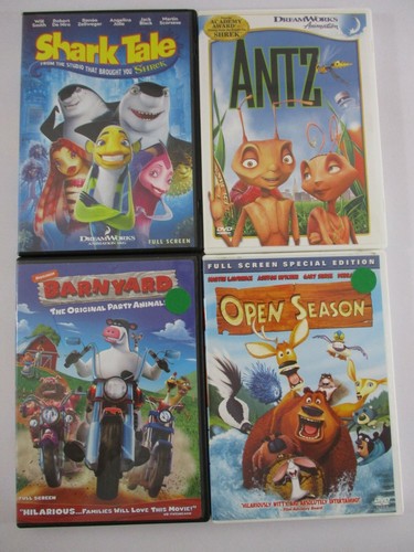 4 Animated Animal Adventure DVDs: Shark Tale, Antz, Barnyard, Open ...