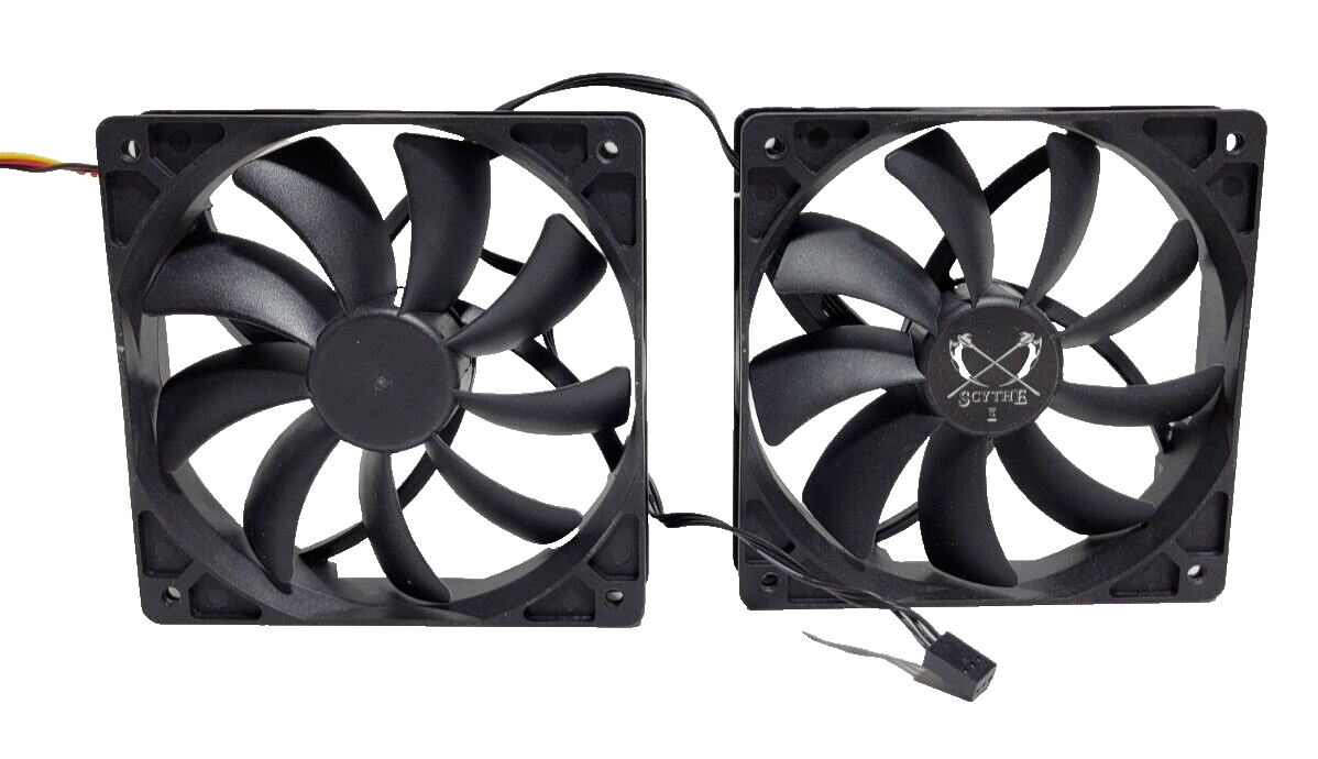 LOT OF 2 - Scythe 120mm 3 pin Computer case fans PC Gaming DC 12V ...