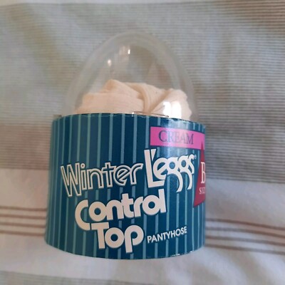 Vintage Leggs Egg Winter Control Top Nylon Pantyhose Cream Size B ...