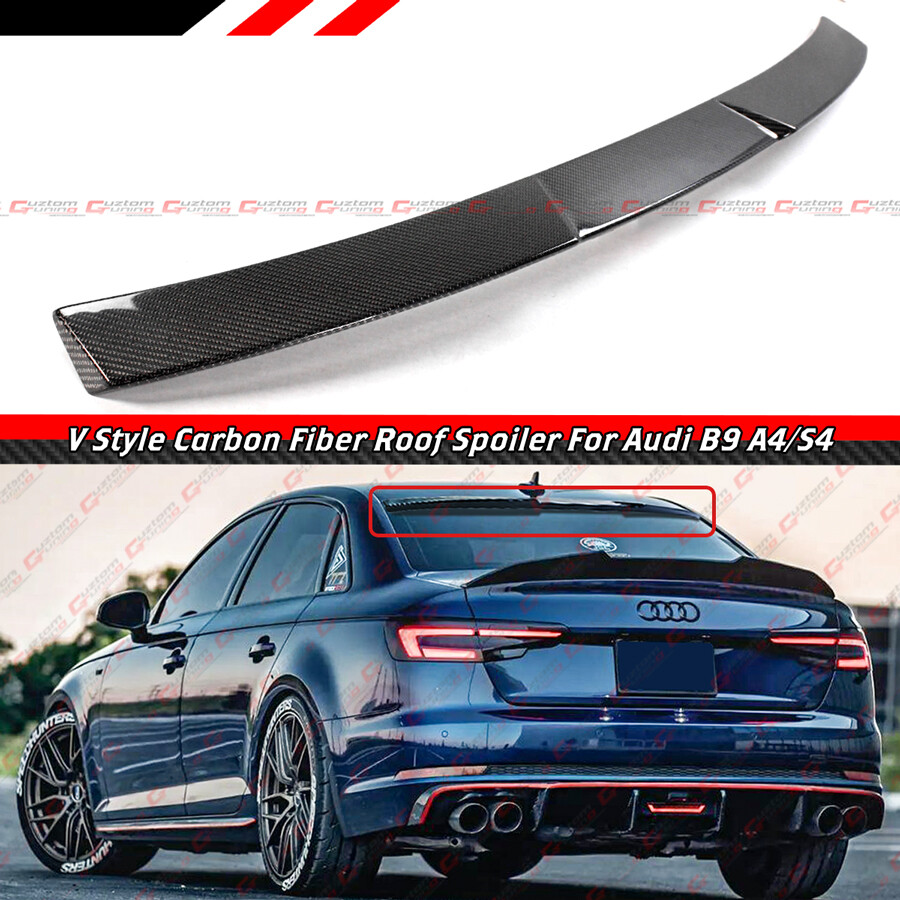 FOR 2017-2024 AUDI A4 S4 SLINE B9 V STYLE CARBON FIBER REAR WINDOW ROOF ...