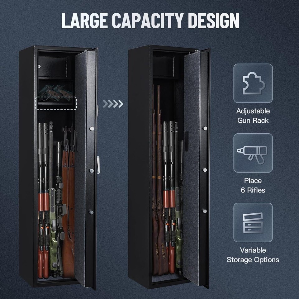 6 Gun Security Cabinet Rifle Safe Storage Digital Locker with ...
