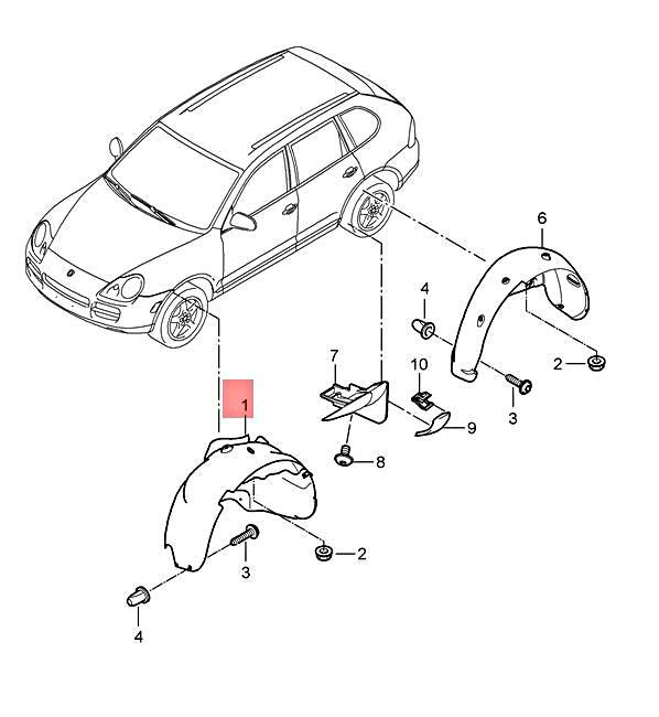 Genuine PORSCHE Cayenne Wheel Housing Liner Right Front 95550496204 | eBay