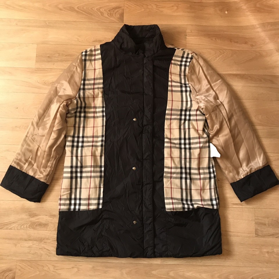 Burberry london Quilted Coat Jacket Nova check Diamond women's BLACK ...