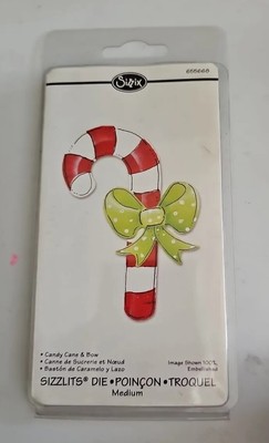 Sizzix Candy Cane & Bow #655668 Medium Embossing Die NEW Crafting Tool ...
