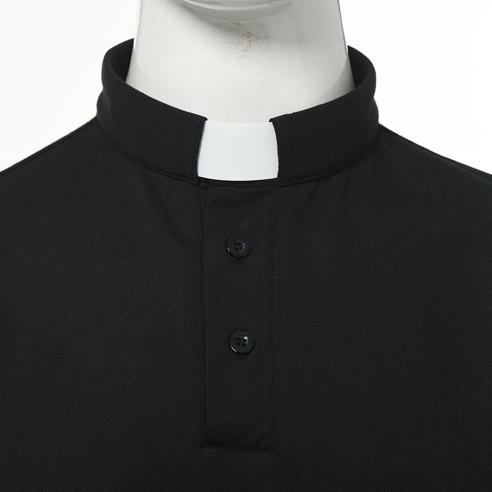 Mens Clergy Polo Shirt Priest Vicar T Shirt Pastor Tops with Clerical ...