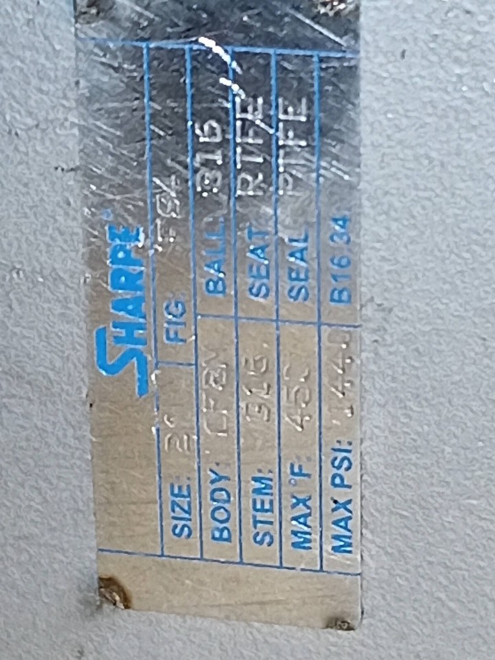 SHARPE 2" Ball VALVE 316 STAINLESS PTFE 1440 psi locking handle CF8M ...