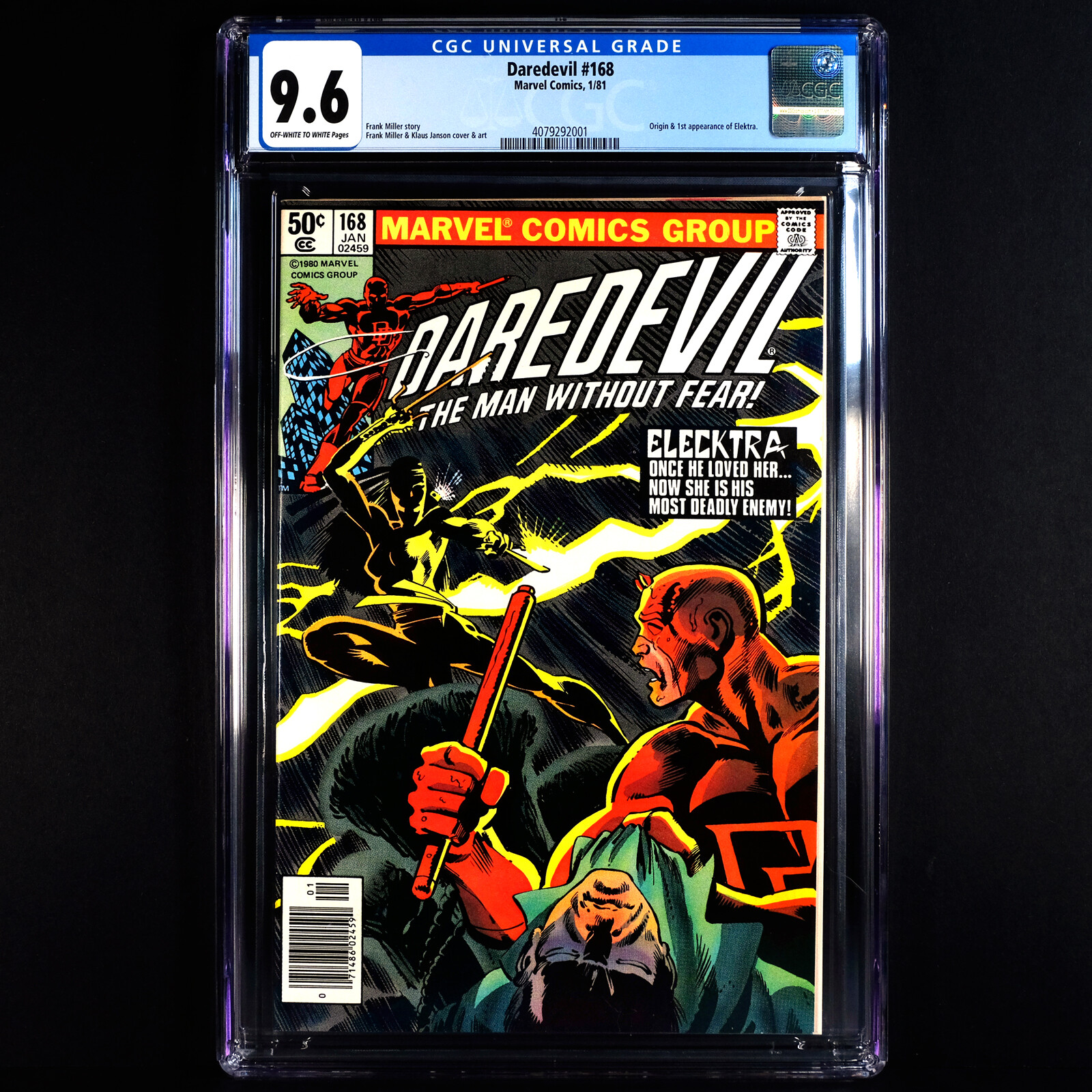 Daredevil #168 Newsstand 🔥 1st appearance + origin ELEKTRA 🔥 CGC 9.6 OW ...