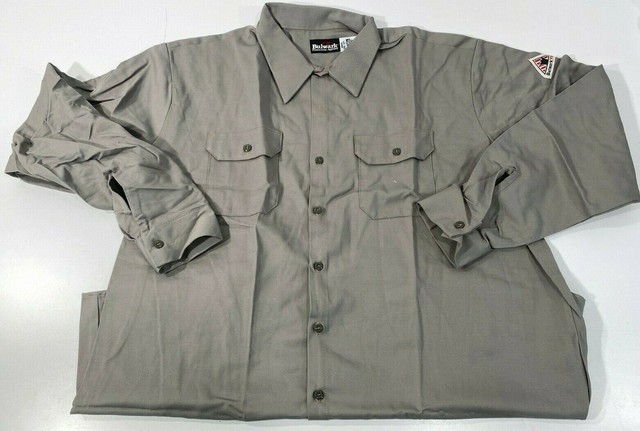 Mens Bulwark Flame Resistant Excel-fr Work Shirt SEW2 Silver Grey 3xl ...