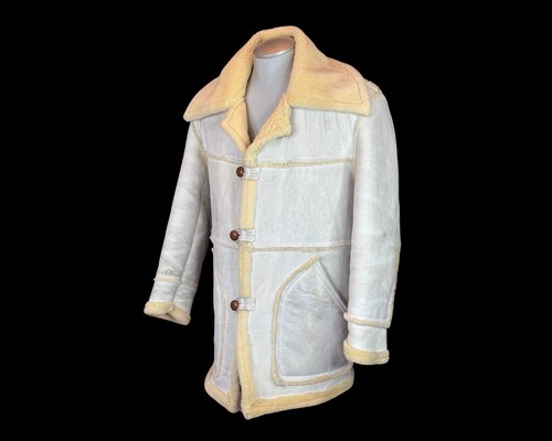 70s Cream & Beige Shearling Western Rancher Coat / Cosy Winter Jacket ...