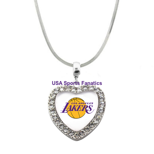 Los Angeles Lakers 925 Necklace or Earrings or Set Team Heart With ...