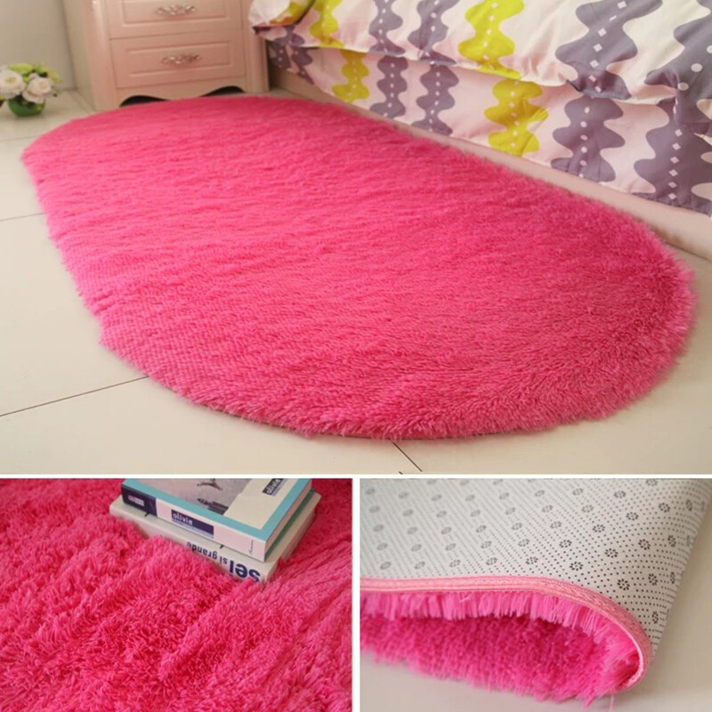 Fluffy Rugs Anti-Skid Shaggy Area Rug Dining Room Carpet Home Bedroom ...