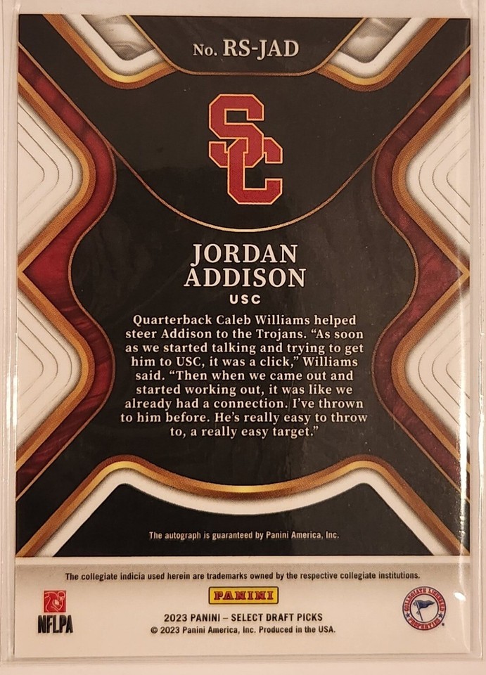 2023 Panini Select Draft Picks Jordan Addison AUTO RC #RS-JAD | eBay