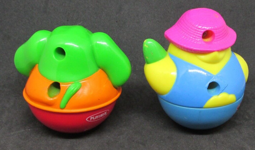 Hasbro Playskool WEEBLES WOBBLE DUCK PINK HAT & GREEN ELEPHANT LOT OF 2 ...
