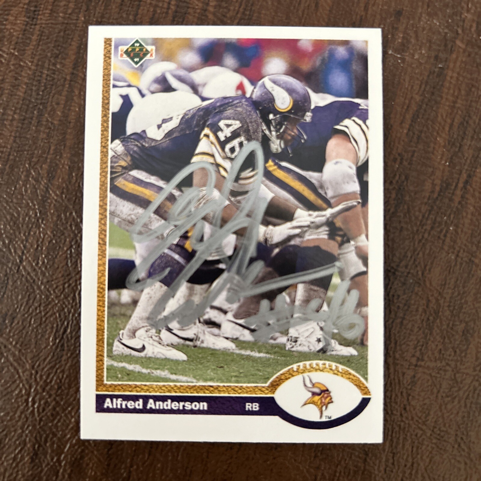 ALFRED ANDERSON 1991 UPPER DECK AUTOGRAPHED SIGNED AUTO FOOTBALL CARD ...
