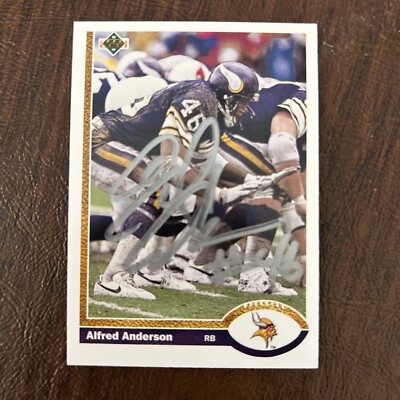 ALFRED ANDERSON 1991 UPPER DECK AUTOGRAPHED SIGNED AUTO FOOTBALL CARD ...