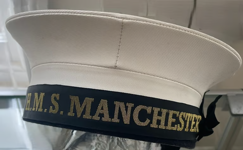 Vintage British Royal Navy Rating Hat with HMS Manchester Cap Tally ...