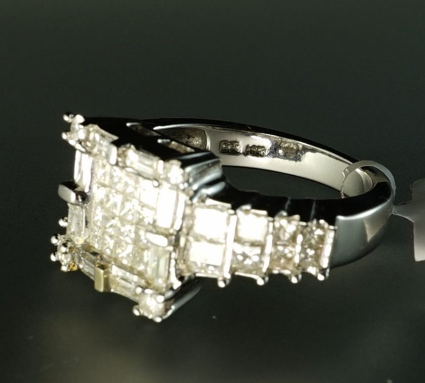 Vintage Diamond Square Ring Estate Fine Jewelry Pre-Owned 14K White ...