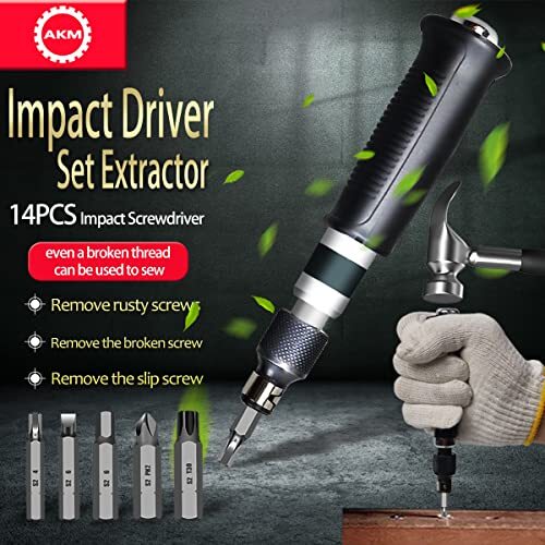 Hand Manual Reversible Impact Driver Set Extractor Impact Screwdriver ...