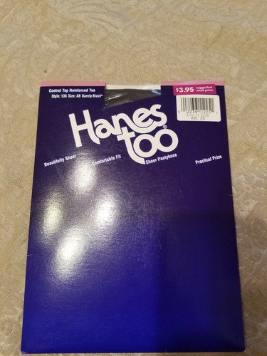 USA Hanes Too! Reinforced Toe Control Top Pantyhose 136 AB barely black ...