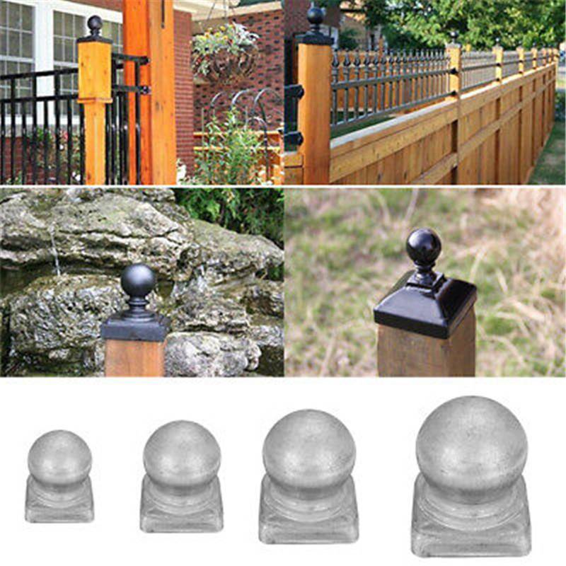For 2" Square Posts Fence Finial Round Ball Post Caps Silver Metal 50* ...
