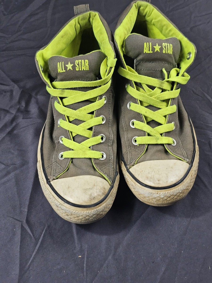 Converse Chuck Taylor All Stars Gray and Neon Green Mid Top Converse Chuck Taylor All Stars Gray and Neon Green Mid Top