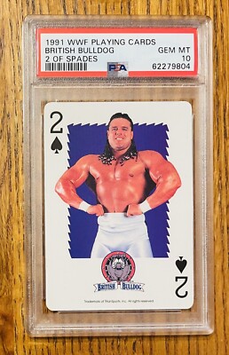 1991 WWF Playing Cards 2 Spades British Bulldog PSA 10 Gem Mint Pop 2 ...