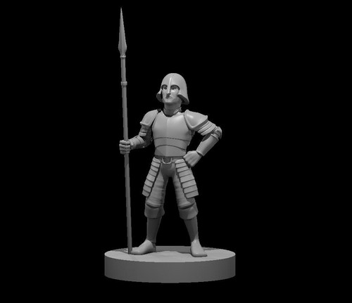 Halfling Guard Male w/Spear Commoner NPC 28mm Scale DND D&D Tabletop ...