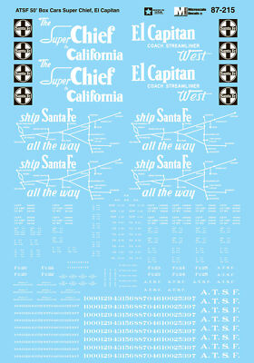 Microscale N Railroad Decal Set ATSF 50' Box Cars w/Map 1950-60 60-215 ...