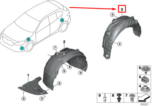 NEW BMW F40 REAR LEFT WHEEL HOUSING COVER 7484191 51717484191 ORIGINAL ...