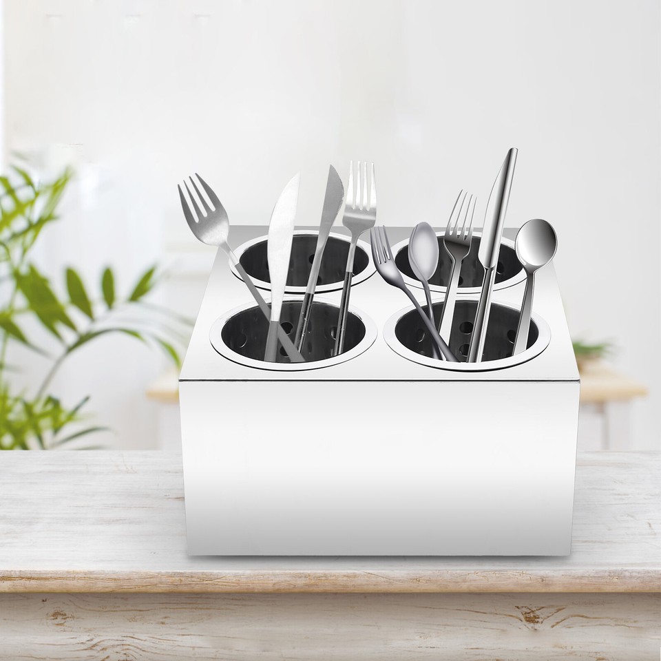 Commercial Stainless Steel Cylinder Flatware Silverware Storage Holder ...