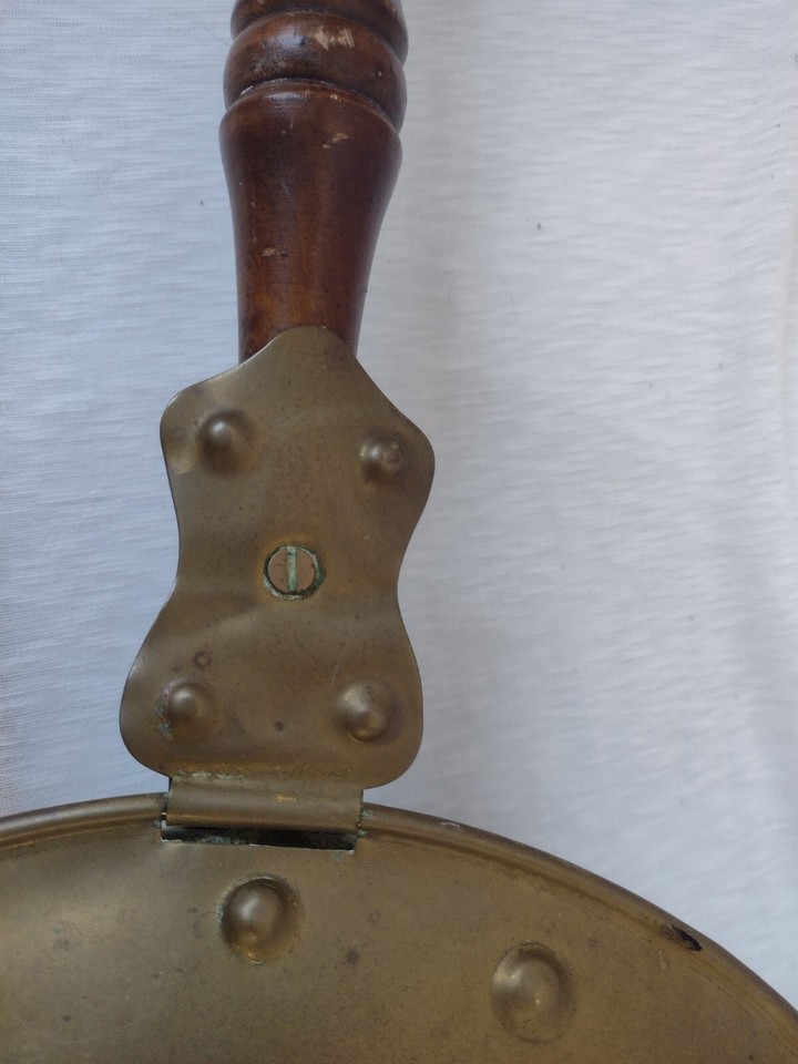 18th Century Bed Warmer Historic Example Solid Brass Copper & Wood 99cm ...