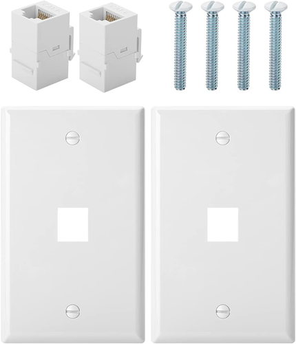 Bates- 1 Port Ethernet Wall Plate, 2 Pack with 2 Pcs of Cat6 Keystone ...