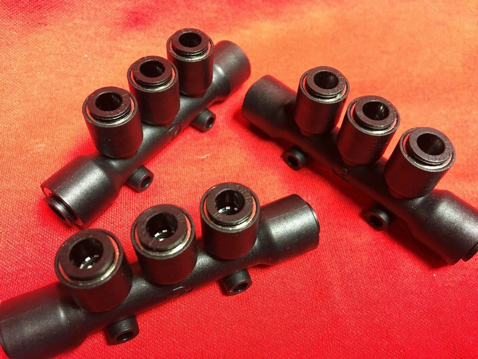 3304 Series Legris air fitting manifold, 5-Port, accepts 1/4" OD air ...