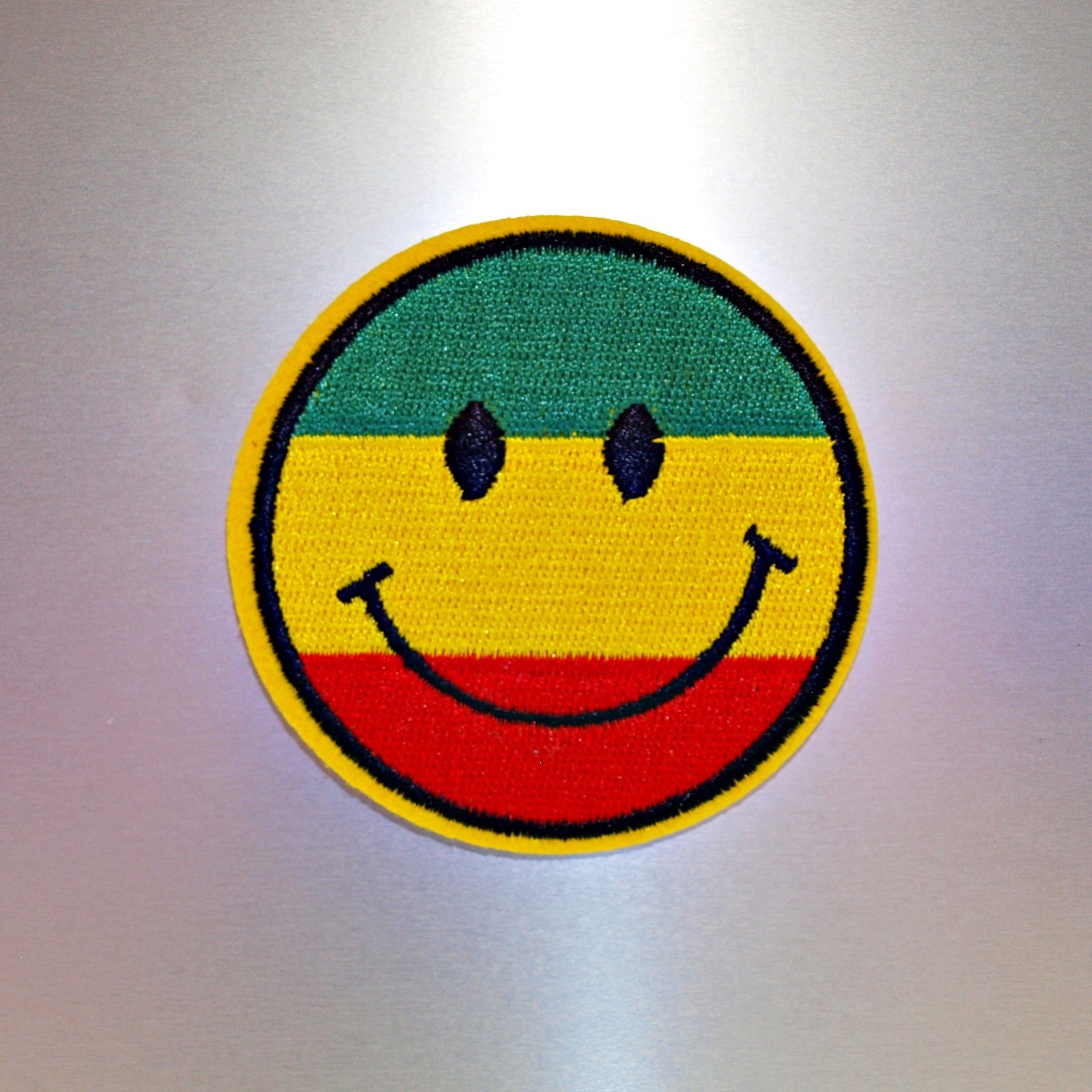 Rasta Smiley Patch — Iron On Badge Embroidered Motif — Emoji Smily Fun ...