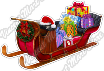 Christmas Sleigh Santa Claus Xmas Presents Car Bumper Vinyl Sticker ...